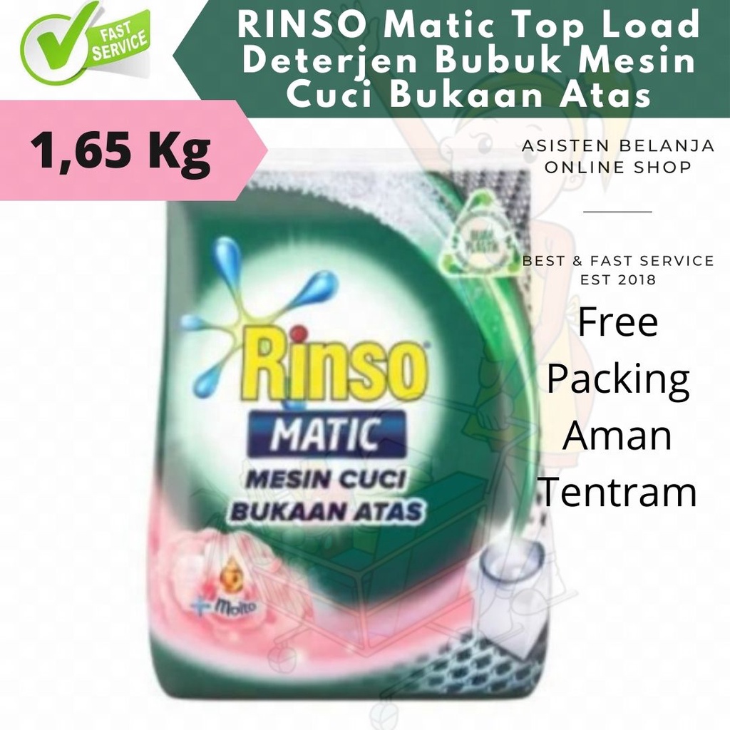 Jual RINSO Matic TOP LOAD +Molto Bubuk 1,65 Kg Deterjen Bubuk Mesin ...