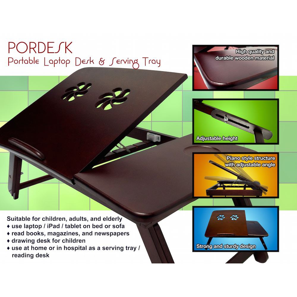 Jual Portable Laptop Desk & Serving Tray Meja Laptop Gambar Adjustable ...