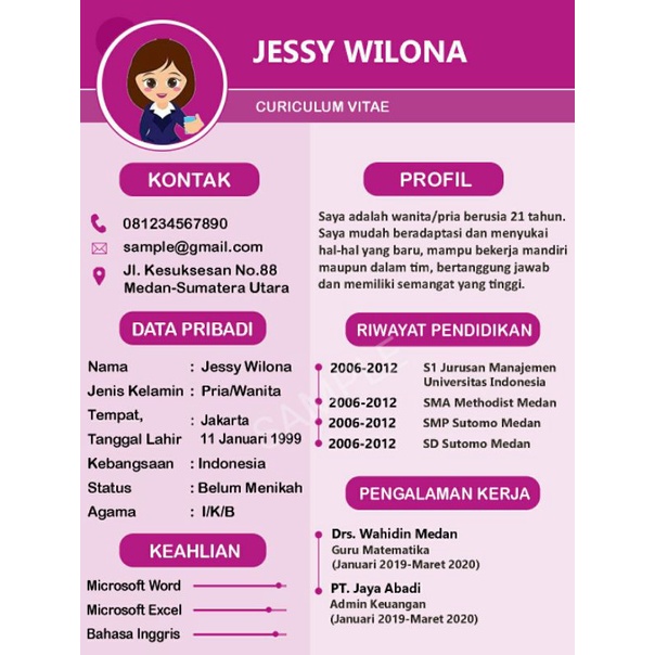 Jual DESAIN CV BAGUS/Bisa revisi dan request warna gratis/desain ...