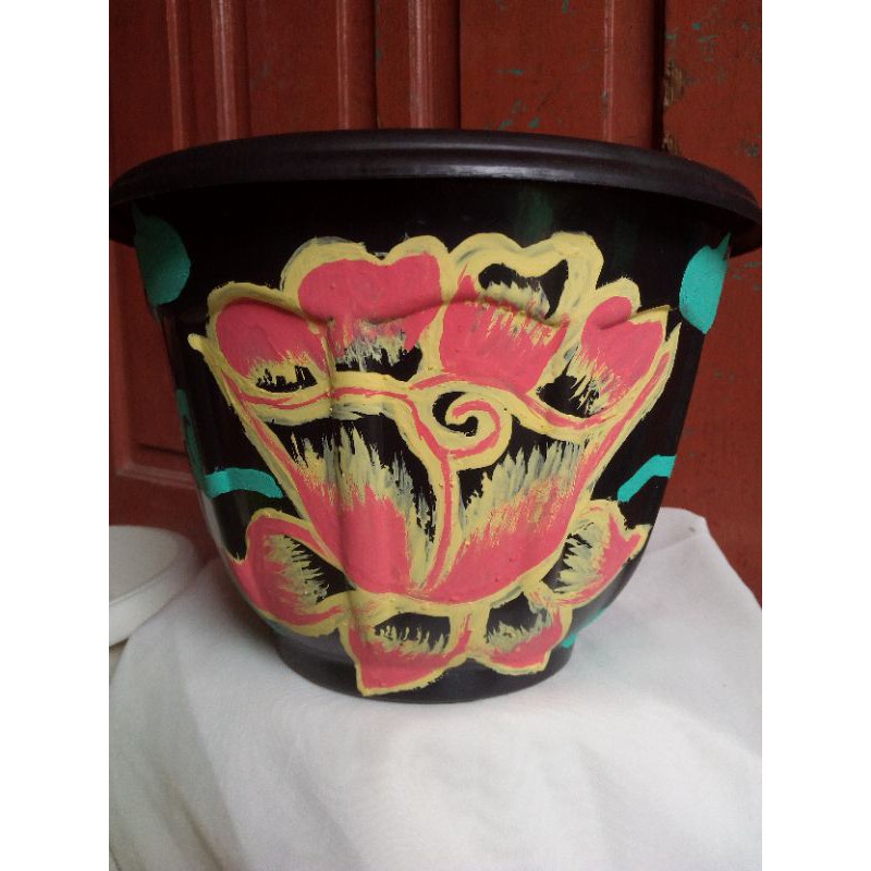 Jual POT LUKIS LOTUS HITAM D25 T18 cm | Shopee Indonesia