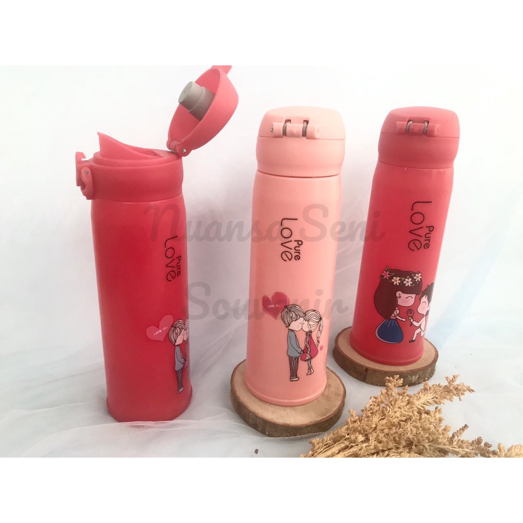 Jual Souvenir Botol Termos Kaca Motif Penganten Botol Tumbler Minum ...
