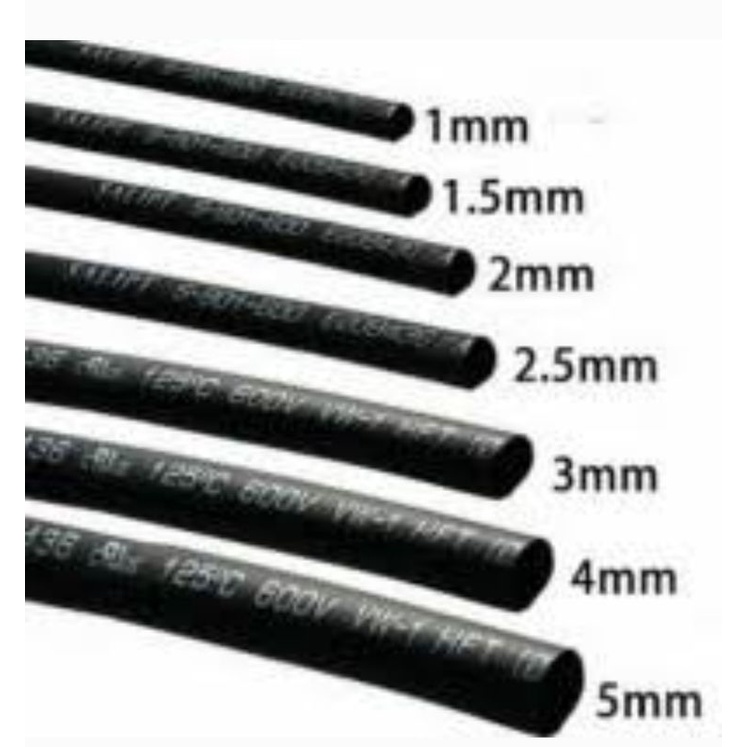 Jual PER METER Selang Bakar Selongsong Bakar HeatShrink Tube 1mm 2mm ...