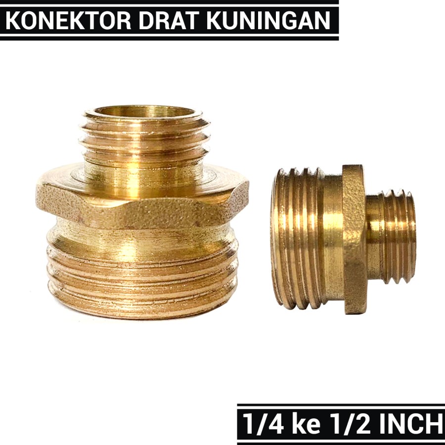 Jual Reducer double nepel sok drat luar 1/2 ke 1/4 inch brass | Shopee ...