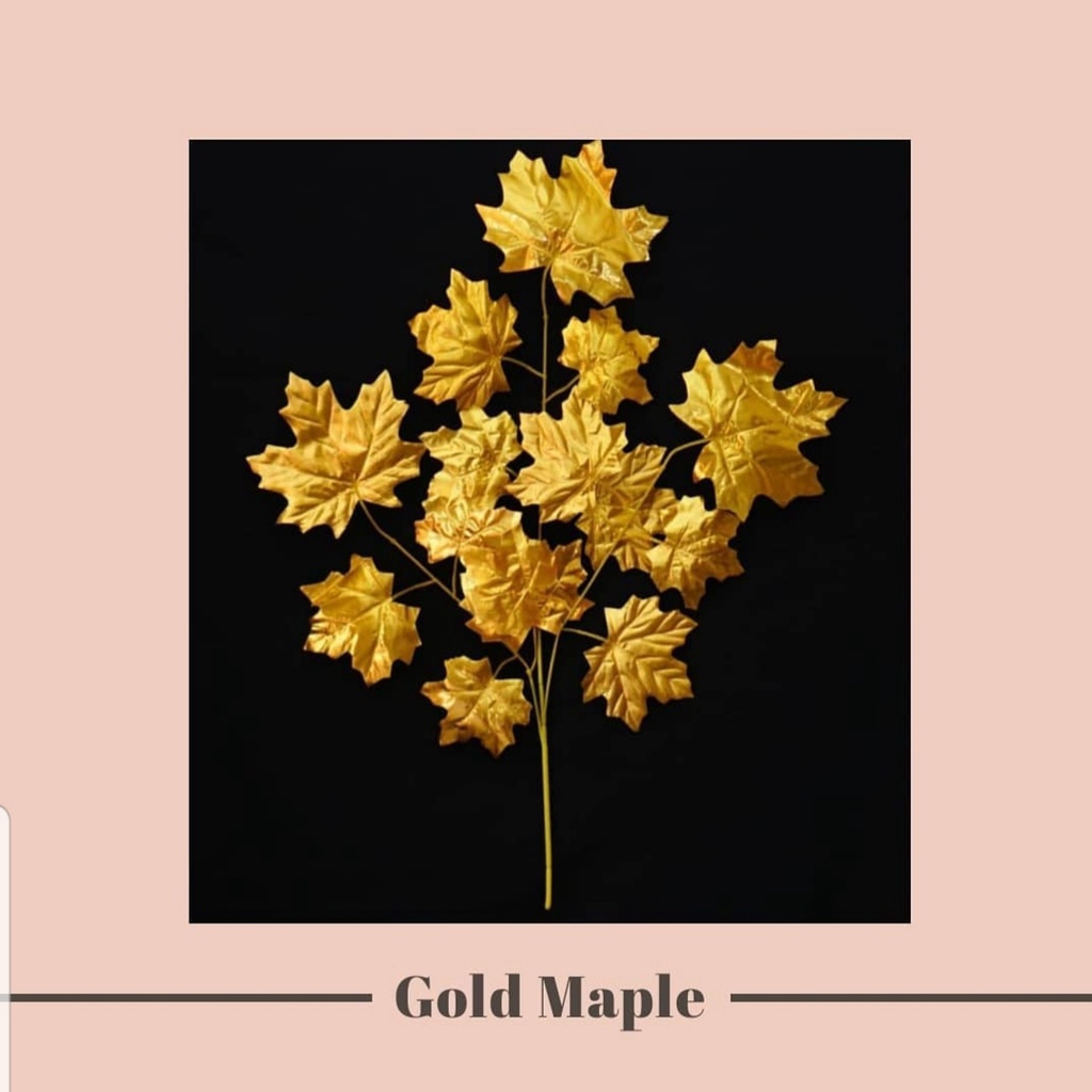 Jual Daun Maple gold Artificial / daun dekorasi lamaran, wedding ...