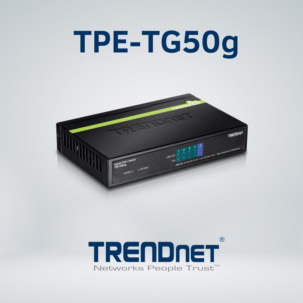 Jual TRENDnet TPE-TG50g 5-Port Gigabit PoE+ Switch | Shopee Indonesia