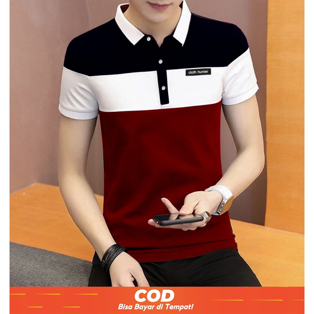 Jual Kaos Pria Warna Kombinasi Lengan Pendek Kaos Kerah Archi Distro ...