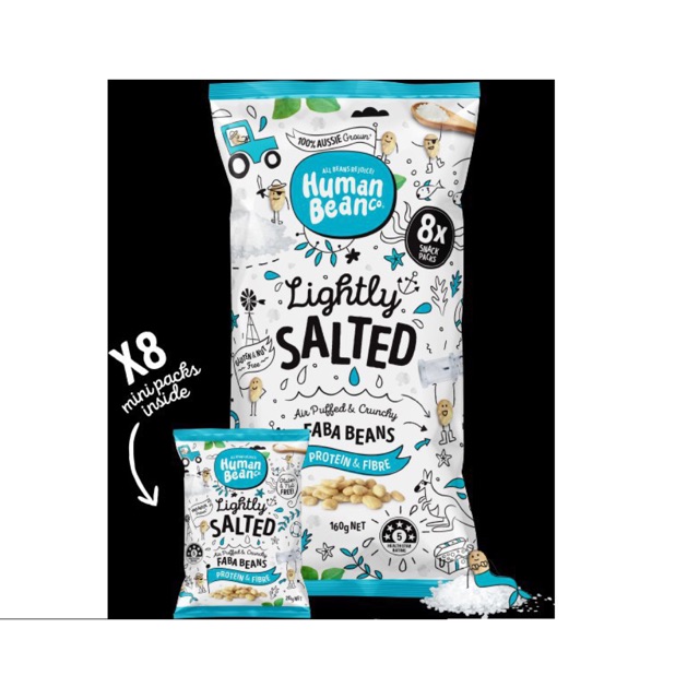Jual Human Bean Co - Faba Beans Lightly Salted 160gr (8 Snack Packs ...