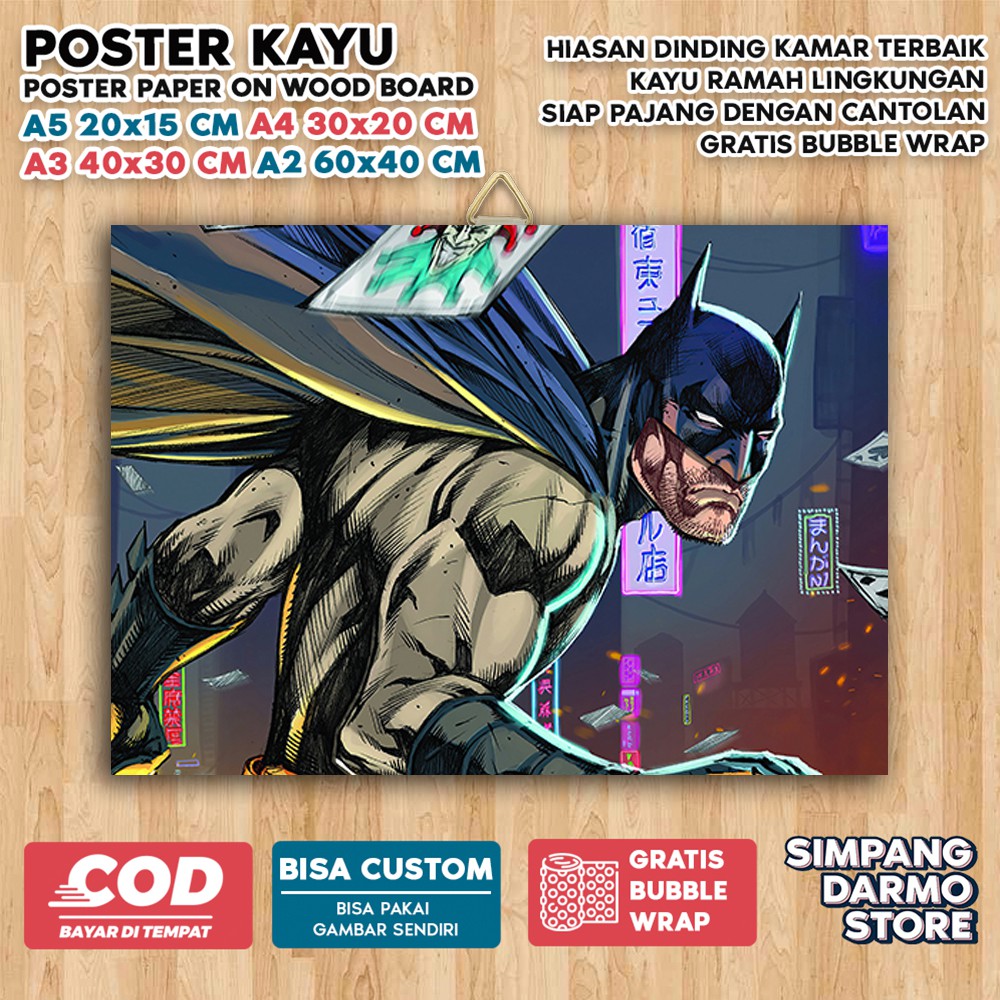 Jual Poster Kayu Dark Aesthetic Batman Tema Superhero DC Pahlawan Super ...