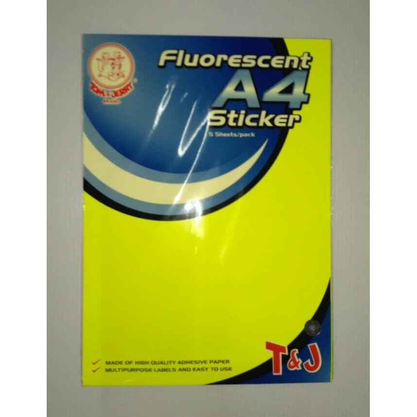 Jual Label ukuran A4 Tom & Jerry Sticker Paper A4 Warna (Pack=5 Sheet ...