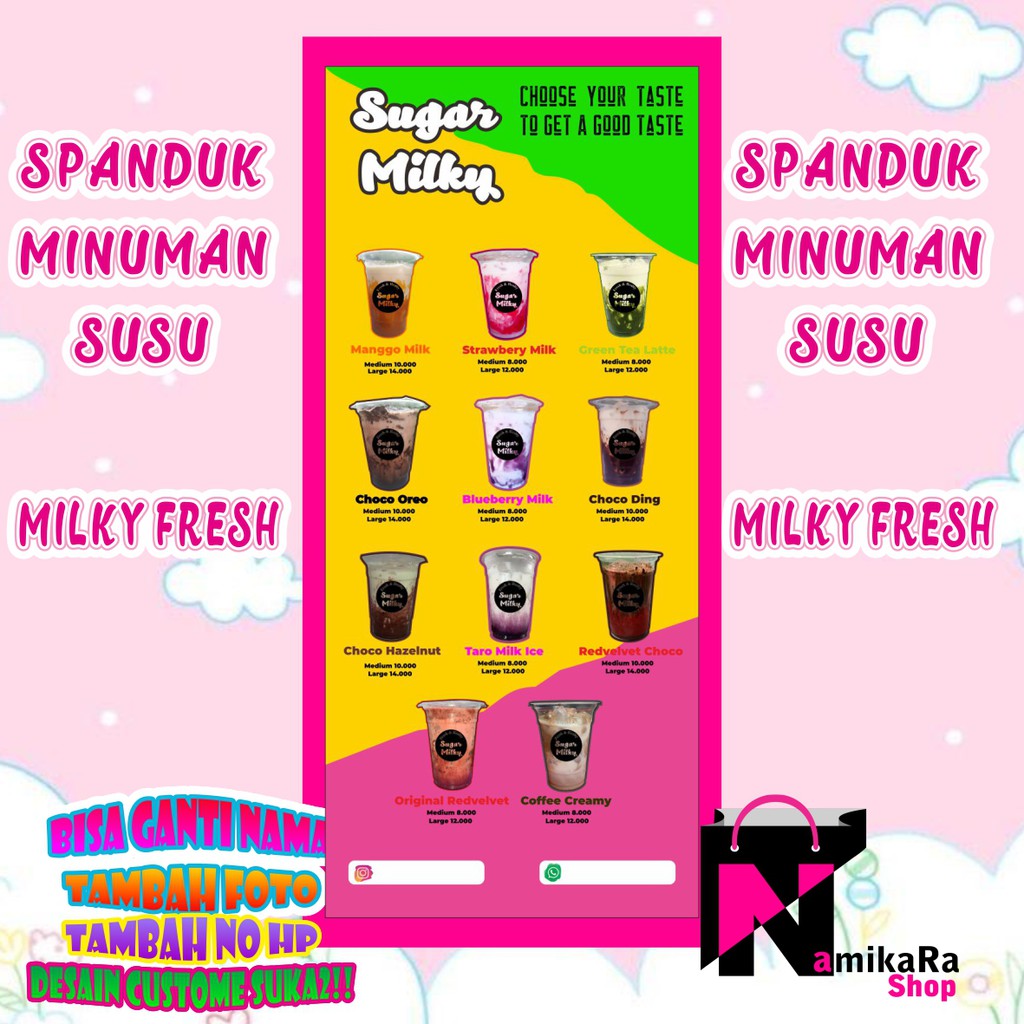 Jual Banner Spanduk Backdrop Minuman Susu Viral/Banner Minuman Fresh ...