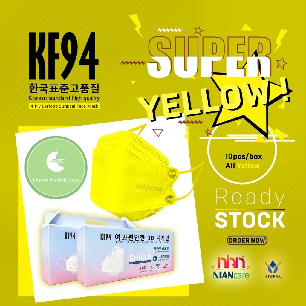 Jual Masker KF94 Medis NIAN CARE isi 10 Pcs (KUNING) | Shopee Indonesia