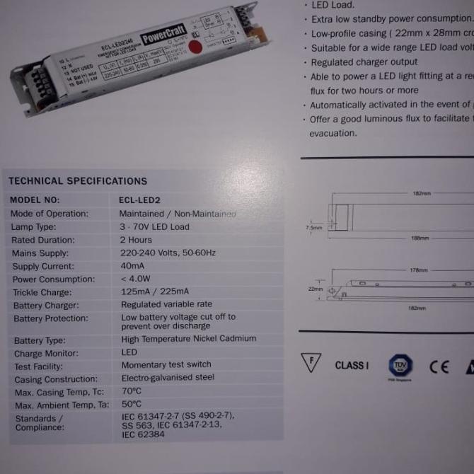 Jual POWERCRAFT NICAD EMERGENCY LED ECL-LED2/240 POWER CRAFT EMERGENCY ...