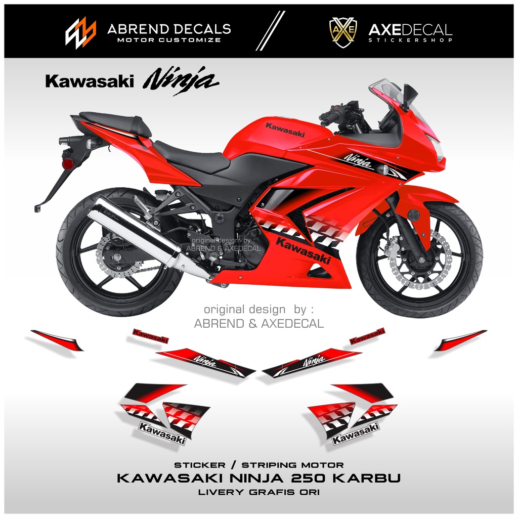 Jual DECAL STRIPING NINJA 250 KARBU GRAFIS ORI / STIKER MOTOR NINJA ...
