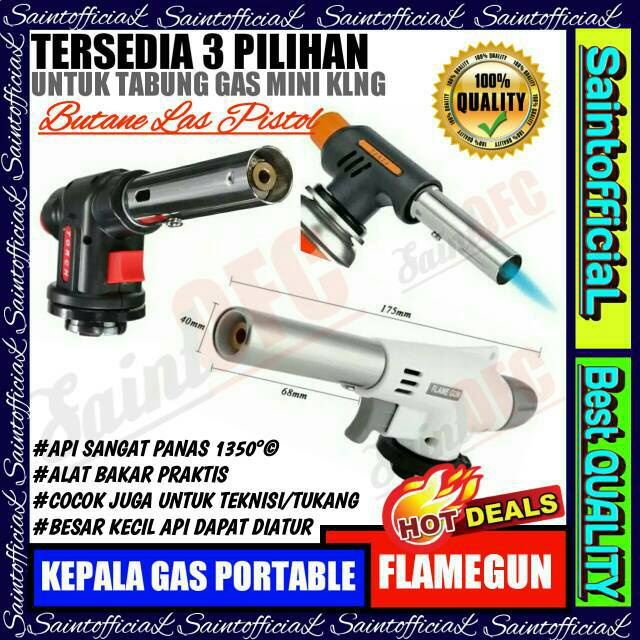 Jual Kepala Gas Portabel Torch Flame Gun Las Butane / Kepala Gas Api Jet Pistol | Shopee Indonesia