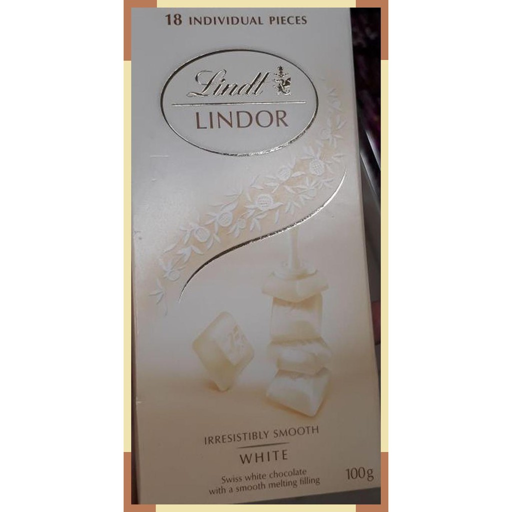 Jual Lindt Lindor 18 individual piece white chocolate 100 gram | Shopee ...