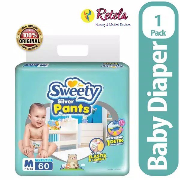 Jual [Size M] Sweety Silver Fit Pants M60 / Popok Bayi / Baby Diapers ...