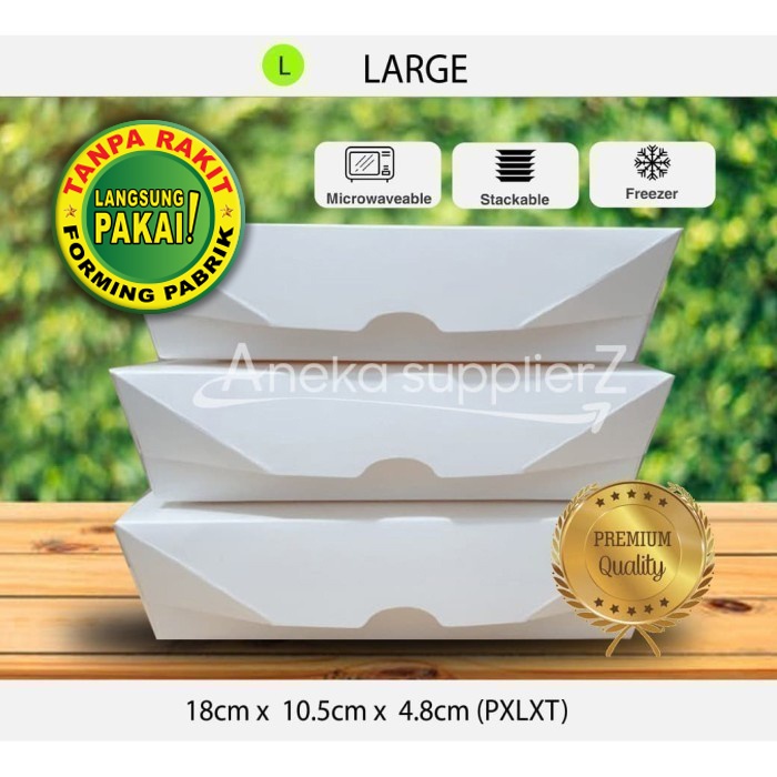 Jual Lunch Box Paper Kemasan Kotak Makanan Kertas Besar L (50pc ...