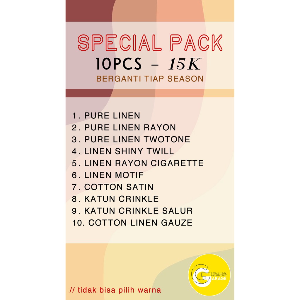 Jual Sample Pack Kain Gudang Garage swatches | Shopee Indonesia