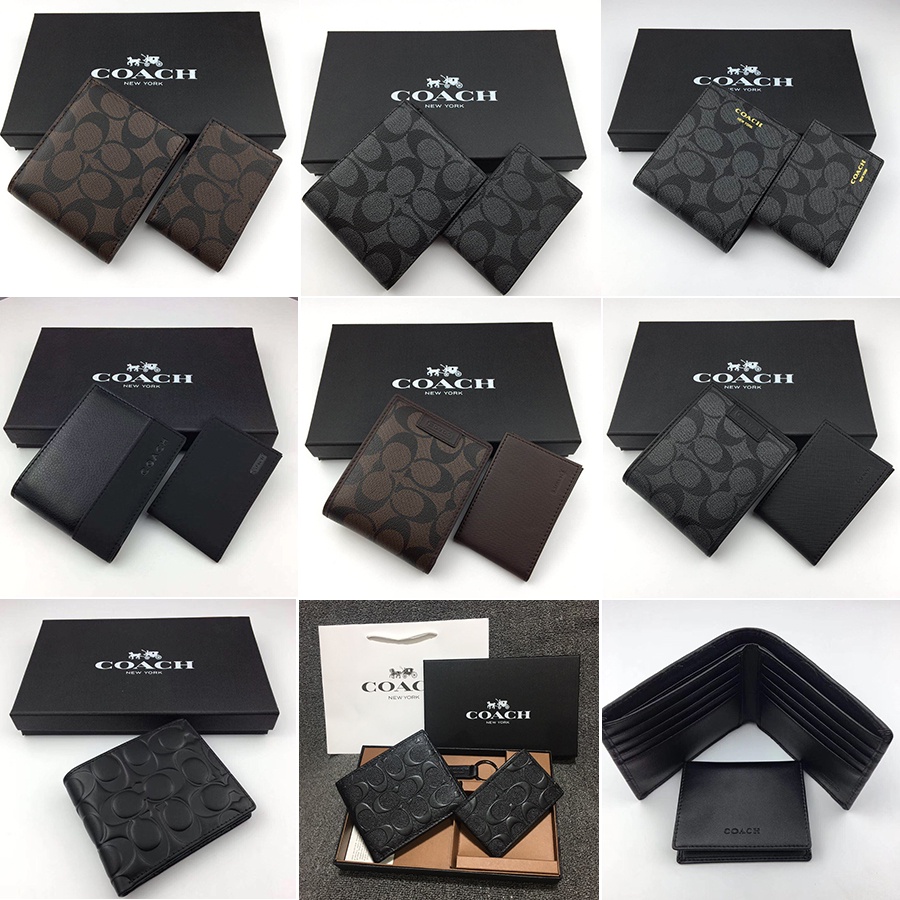 Jual Asli baru coach 74064 Tas PriaDompetDompet Lipat、dompet pria kulit ...