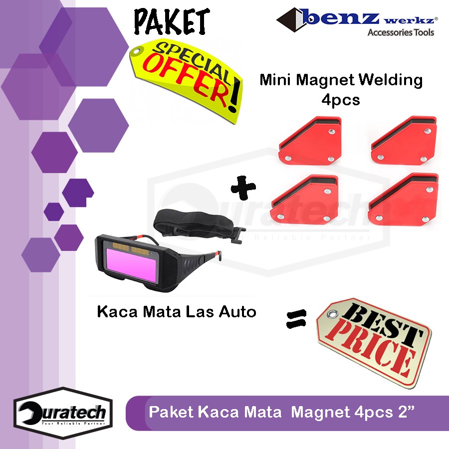 Jual Kacamata las otomatis dan siku magnet welding mini 2 inch 4 pcs ...
