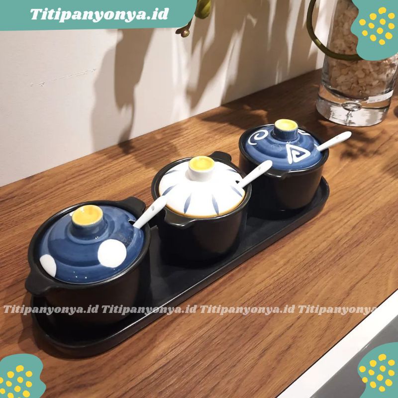 Jual Informa Tempat Bumbu Dapur Keramik Pocelain Lengkap dengan Sendok ...