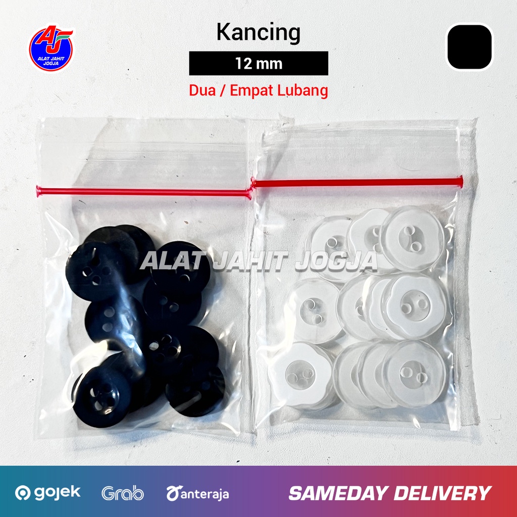 Jual KANCING KEMEJA HITAM PUTIH BLACK WHITE 4 & 2 LUBANG PLASTIK 12 MM ...