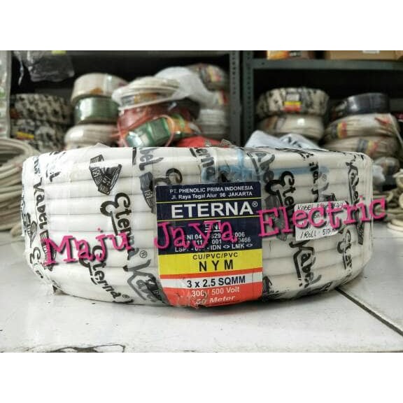 Jual Kabel Eterna NYM 3X2.5 Kawat Tembaga Batangan Isi 3 Per Roll 50 Meter | Shopee Indonesia