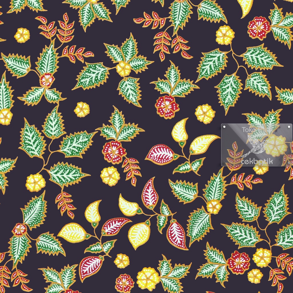 Jual kain batik - Motif Cerah Bunga Merah Kuning Manis dengan Daun ...