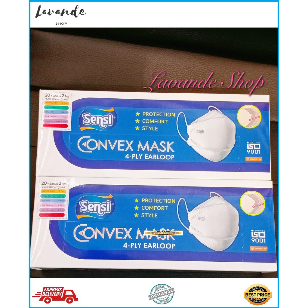 Jual SENSI CONVEX MASK 4PLY EARLOOP 3D ISI 20+2 | MASKER SENSI CONVEX ...