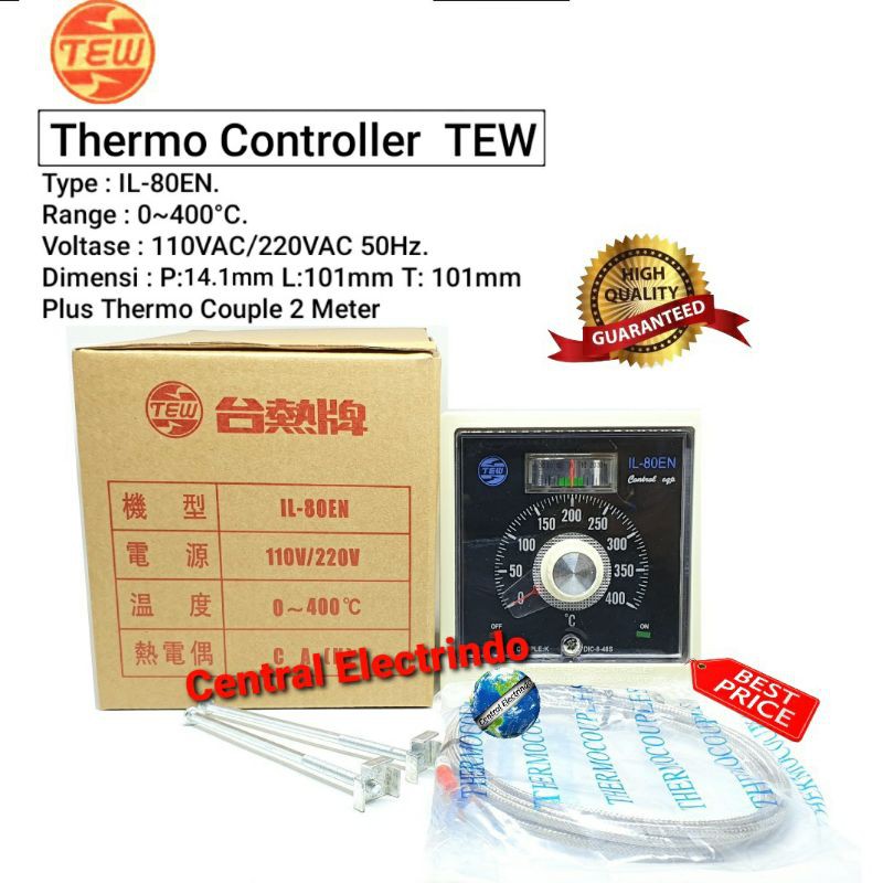 Jual Temperature Controller/Thermo Control TEW IL-80EN 0~400°C + Coupel ...