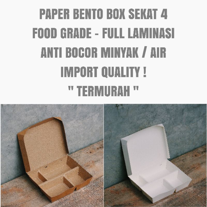 Jual PAPER LUNCH BOX SEKAT 4 - BENTO BOX SEKAT 4 FOOD GRADE TERMURAH ...