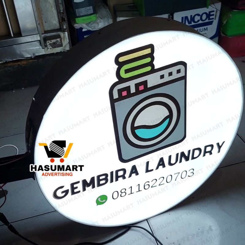 Jual Neon box Lingkaran 50cm CUSTOM (Neonbox, Lampu Neon, Plang, Banner ...