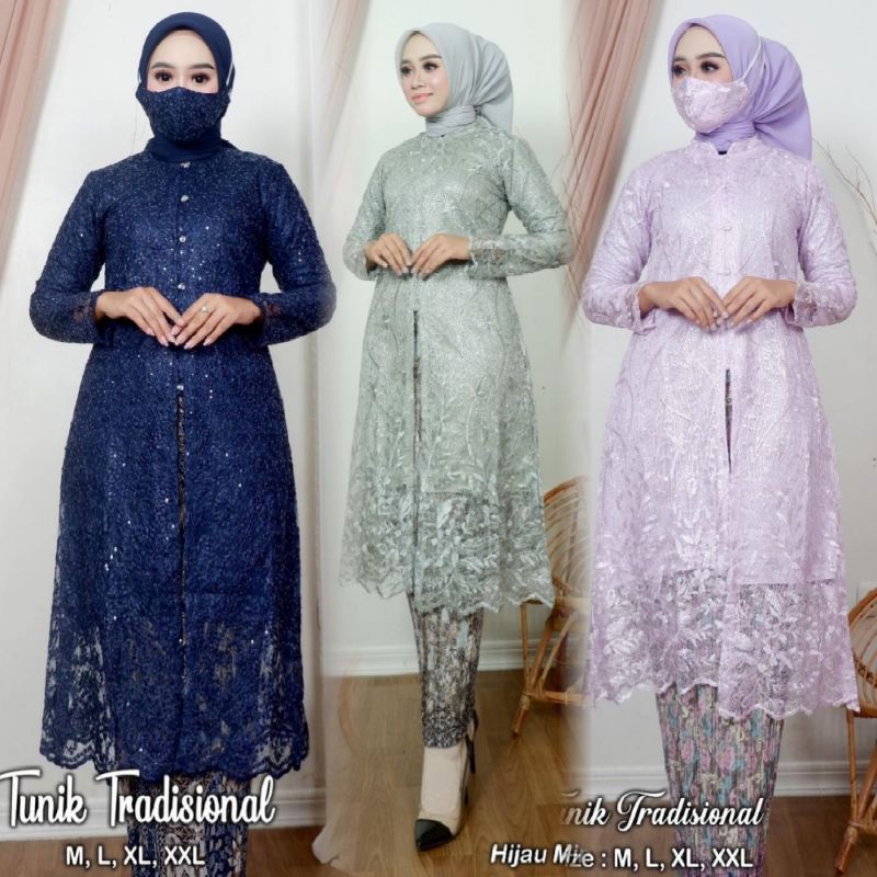 Jual NEW !! SET TUNIK TRADISIONAL KEBAYA TULLE BUSUI BAJU PESTA OUTFIT ...