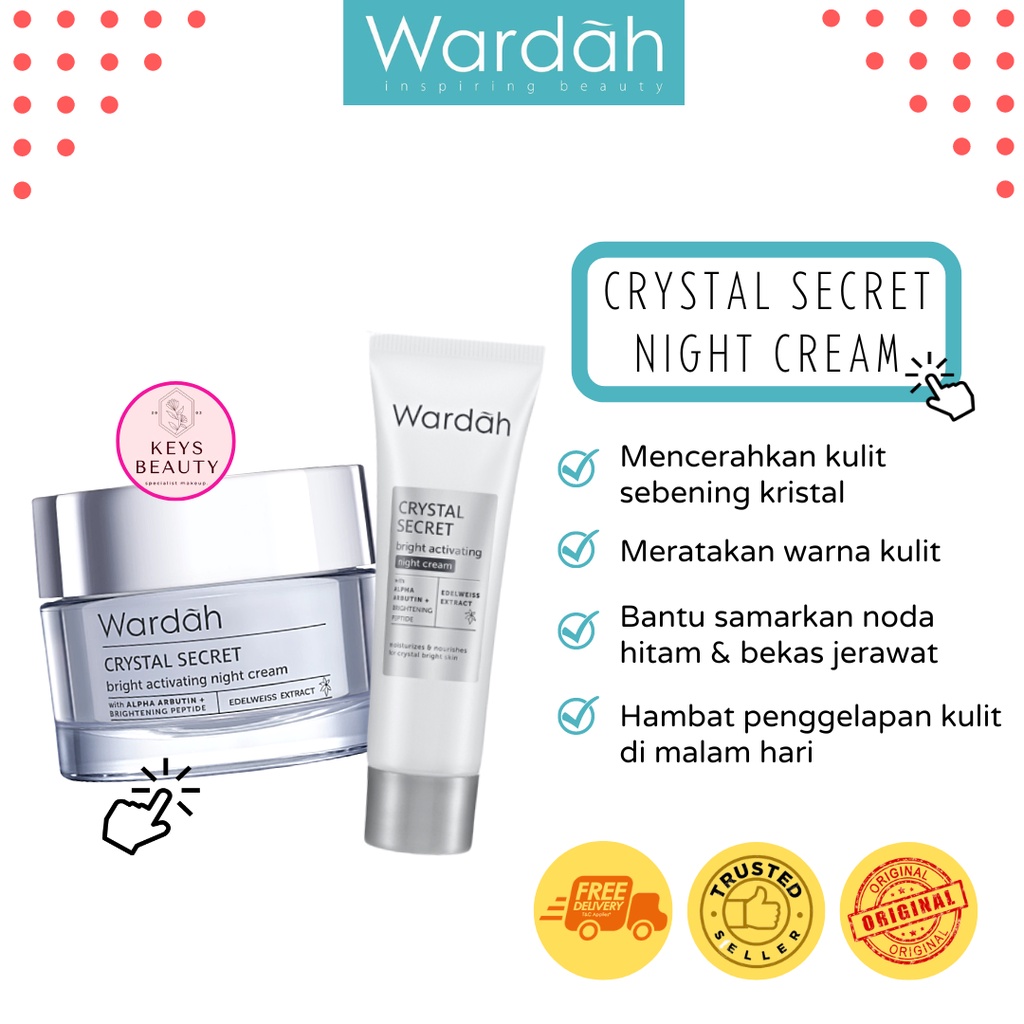 Jual Wardah Crystal Secret Bright Activating Night Cream (Krim Malam ...