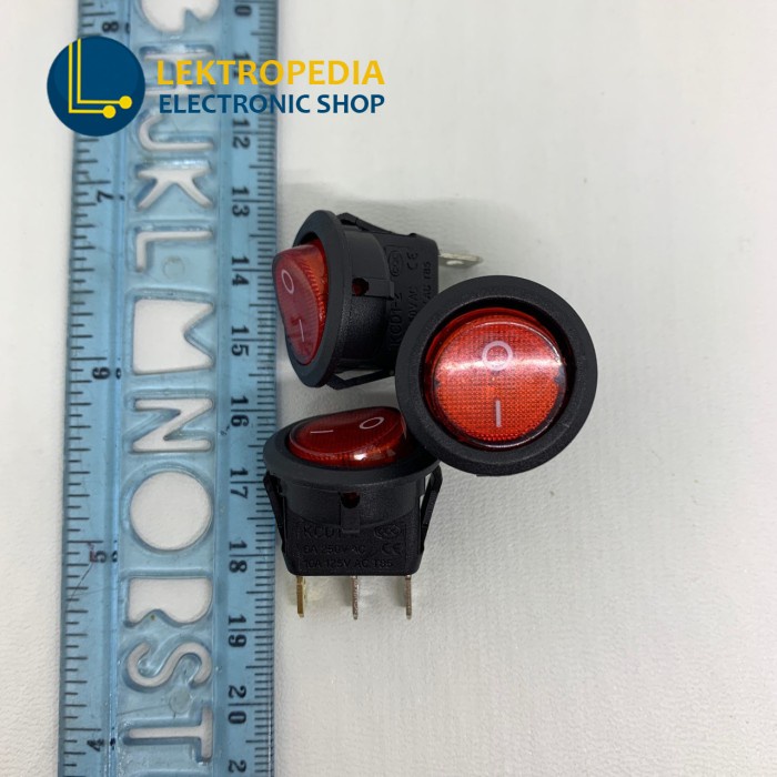 Jual Saklar On-Off 3 Pin bodi Bulat Merah Lampu 3pin 3p Switch Kecil On ...