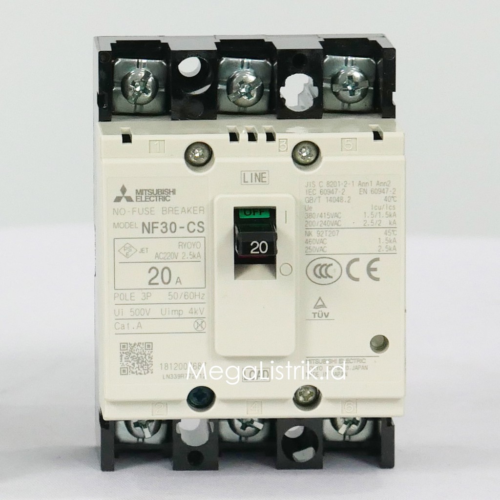 Jual MITSUBISHI NFB 3P 20A NF30-CS / MCCB / NO FUSE BREAKER NF30CS 3 PHASE 20 AMPERE | Shopee ...