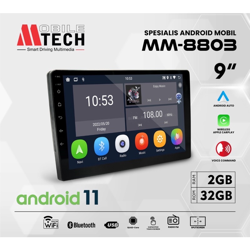 Jual Head Unit Double Din Android Mobile Tech MTech MM-8803 BBE 9” Inch / 10” Inch Ram 2+32GB ...