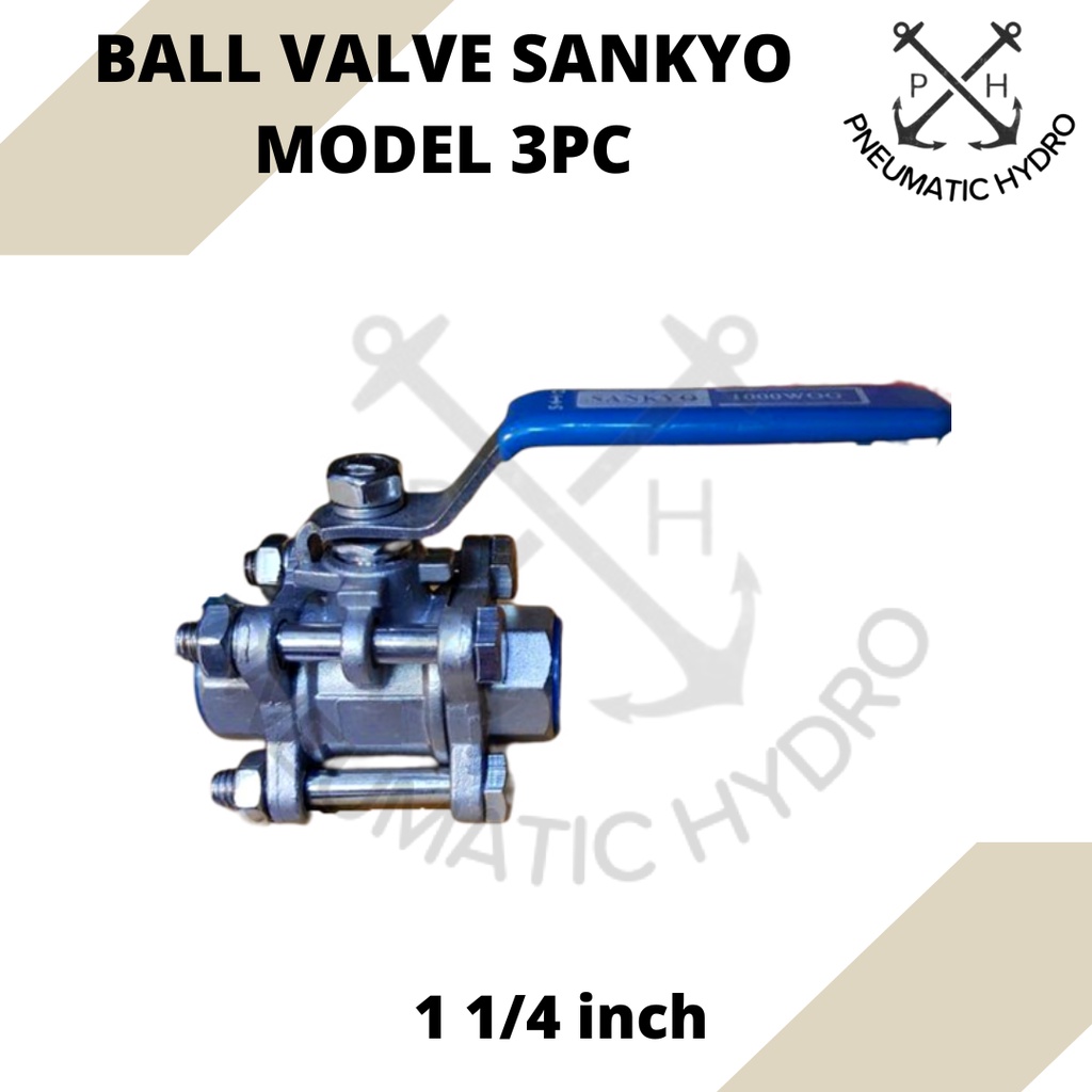 Jual Ball Valve Sankyo ss 316 model 3PC 1 1/4inch | Shopee Indonesia