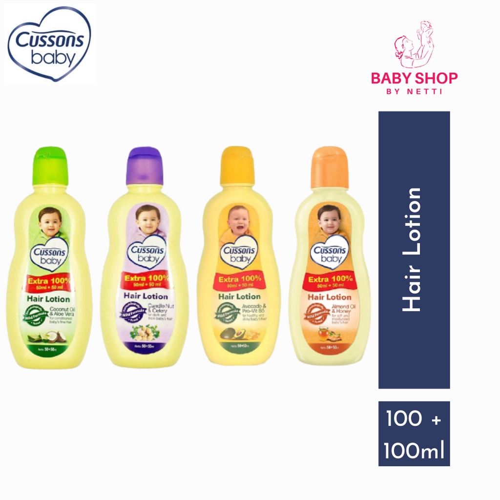 Jual CUSSONS BABY Hair Lotion Extra 100% 100ml + 100ml | Shopee Indonesia