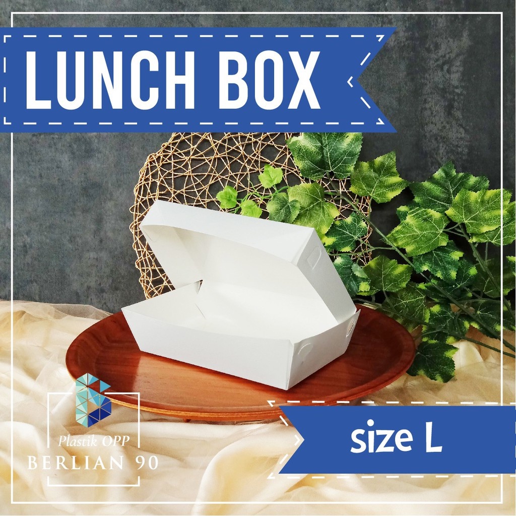 Jual Lunch Paper Box Kertas Putih Polos Ukuran L / Paper Box Lunch ...