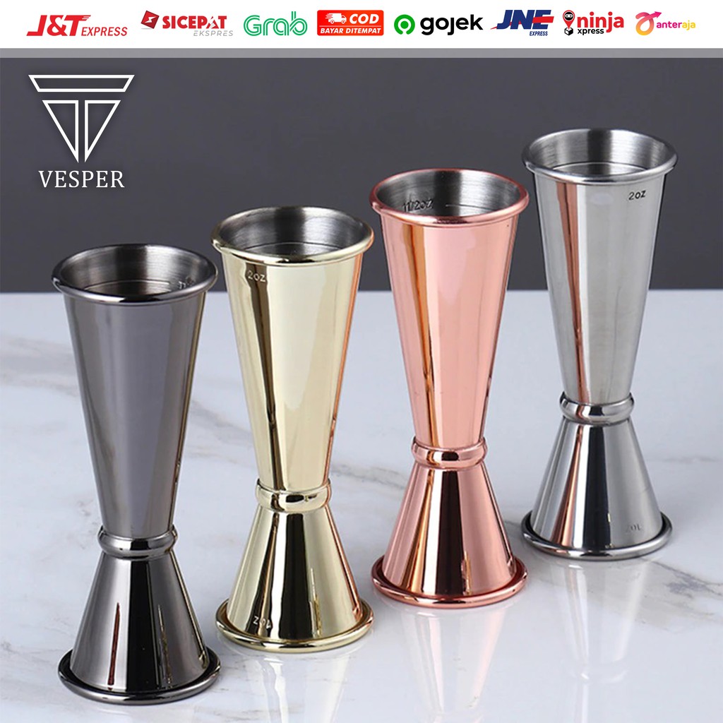 Jual premium jigger stainless 30/60ml measuring cup / gelas takar ukur ...