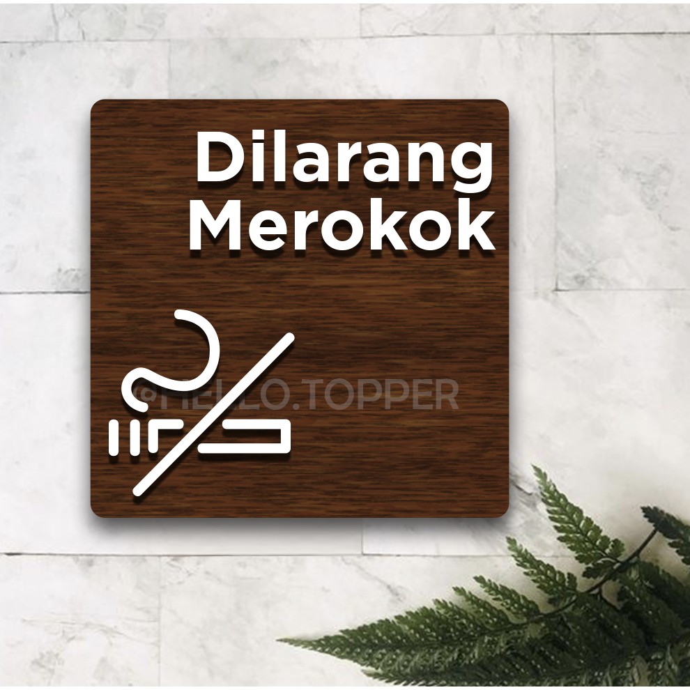 Jual Sign Dilarang Merokok Kayu Kotak | Signage No Smoking | Papan Kayu ...