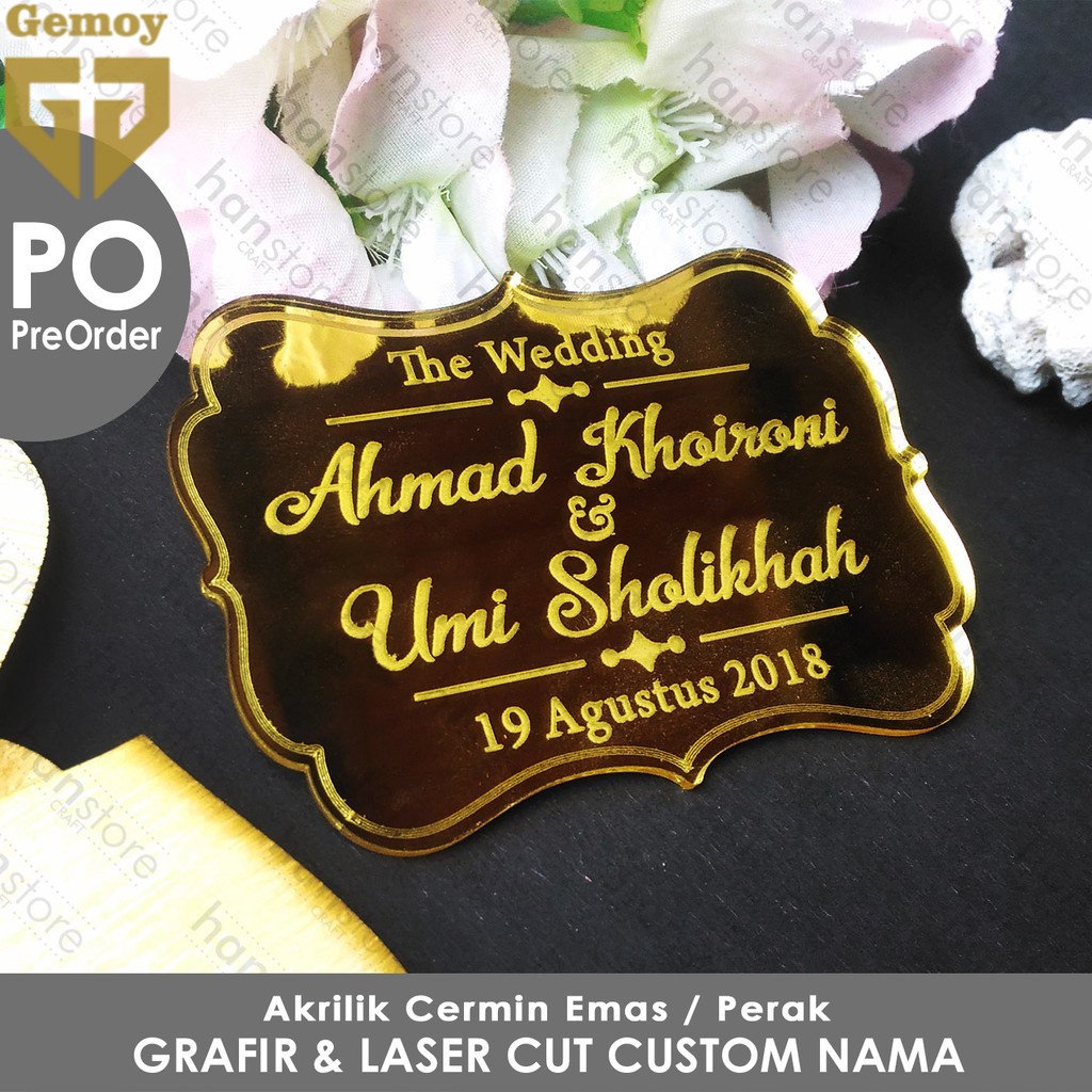 Jual PO Nama Tanggal Nominal Text CUSTOM GRAFIR Cutting Akrilik Cermin ...