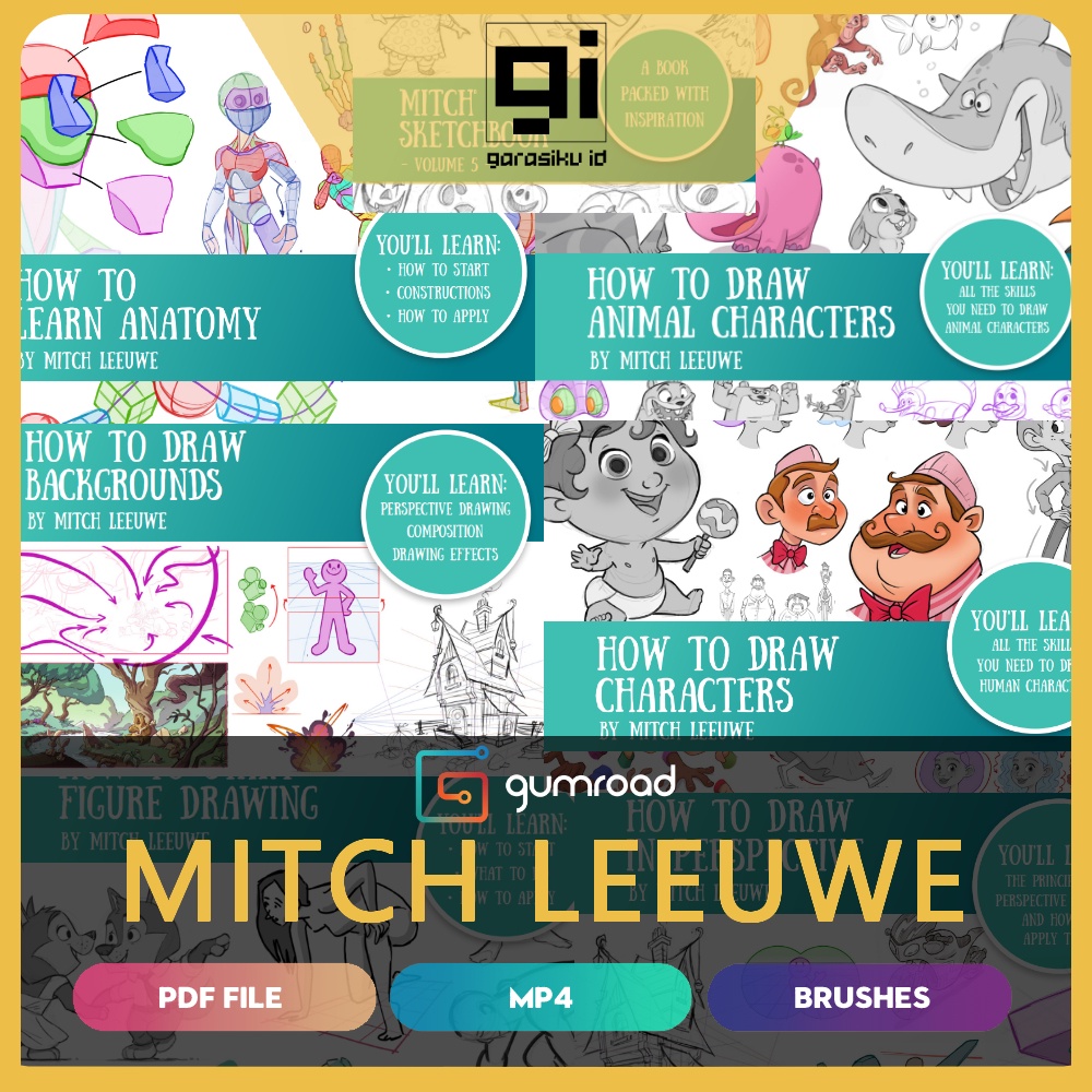 Jual GUMROAD - LEARN TO DRAW MITCH LEEUWE - 7 BOOKS COMPLETED BUNDLE ...