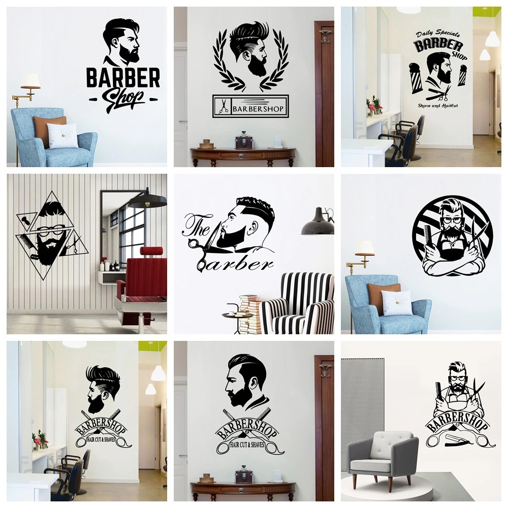 Jual Stiker Pajangan Dinding Barber Shop Salon Potong Cukur Rambut Wall ...