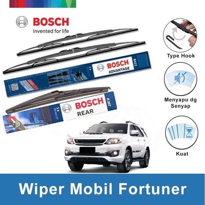 Jual Bosch Wiper Depan dan Belakang Mobil Toyota Fortuner Advantage 21 - 19 dan H307 | Shopee ...
