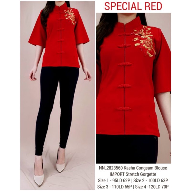 Jual Blouse Congsam 9 Model / Blouse Merah / Blouse Bordir / Blouse ...