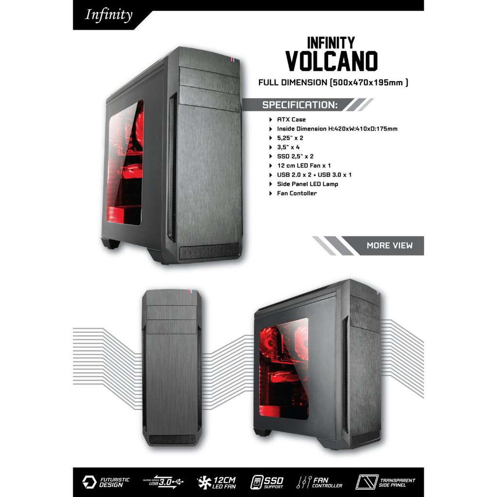 Jual Casing Komputer PC CPU INFINITY VOLCANO (NON PSU) | Shopee Indonesia