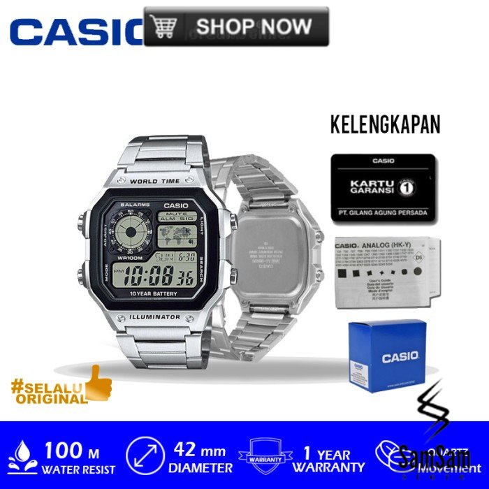 Jual Casio GENERAL AE-1200WHD-1AVDF / AE 1200WHD 1AVDF / AE-1200WH ORIGINAL | Shopee Indonesia