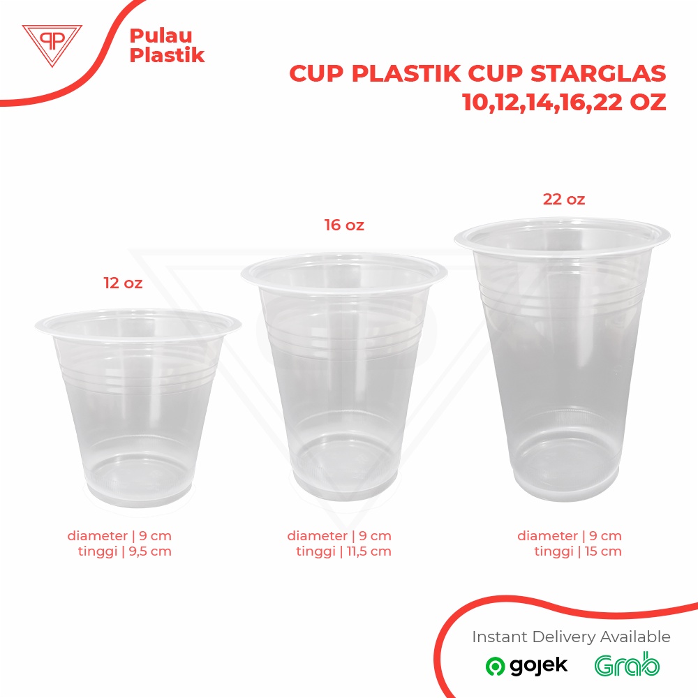 Jual Cup Plastik ukuran 10oz, 12oz, 14oz, 16oz, 18oz, 22oz /Gelas ...